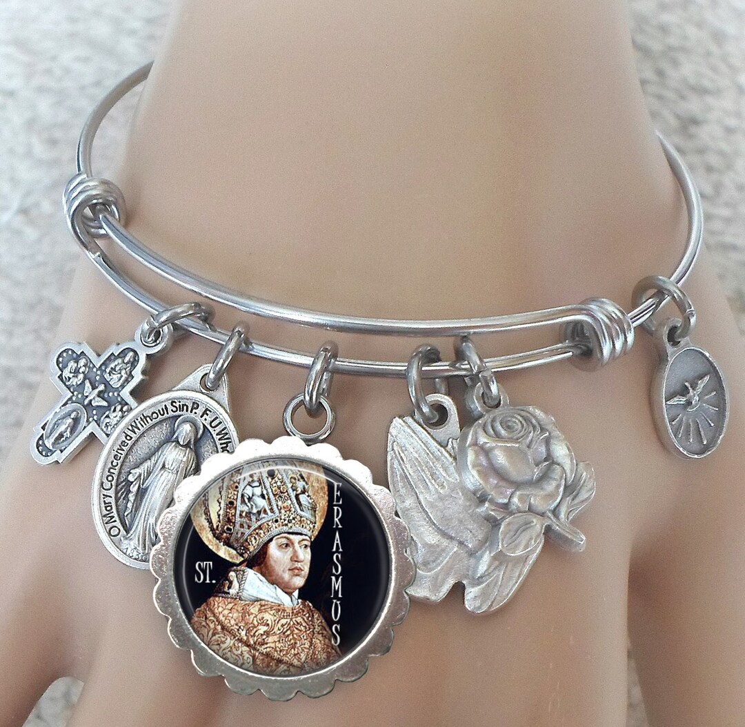 Saint Erasmus of Formia Bangle Bracelet, Saint Elmo, Patron Saint of ...