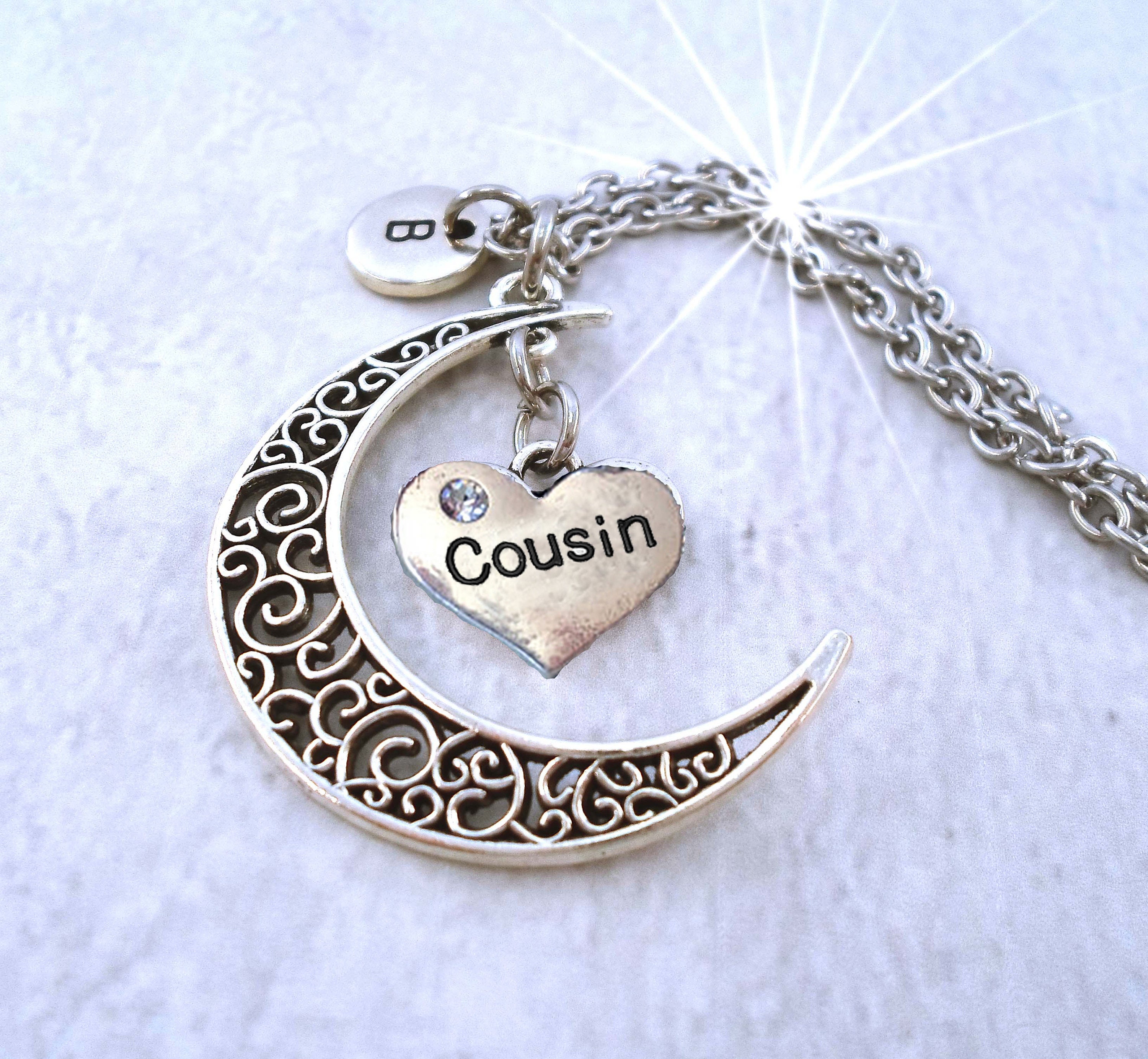Cousin Filigree Crescent Moon Necklace W-letter Charm of Your Choice ...