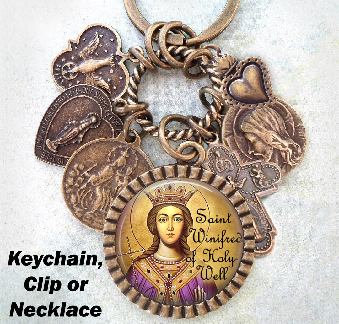 St. Winifred of Holywell Keychain, Clip or Necklace, Patron Saint ...