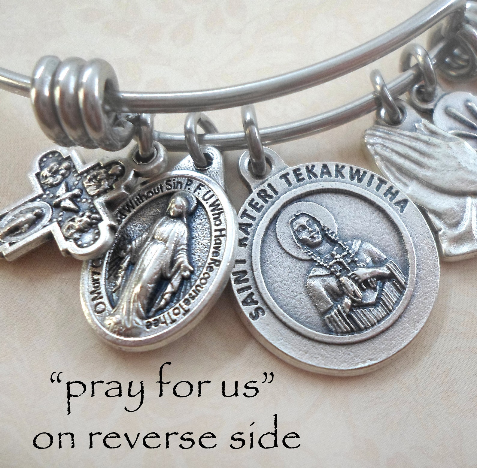 Saint Kateri Tekakwitha Bangle Bracelet, Lily of the Mohawks, Patron ...