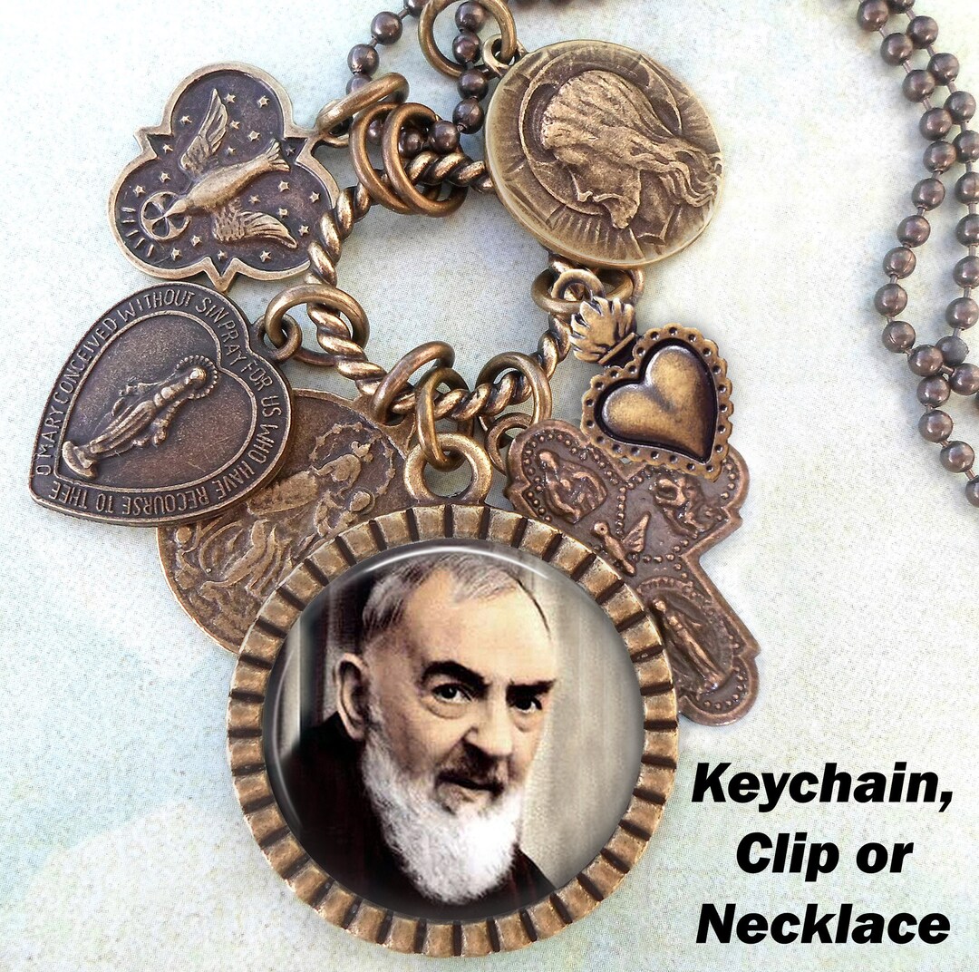St. Pio of Pietrelcina, Padre Pio Keychain, Clip or Necklace, Patron ...