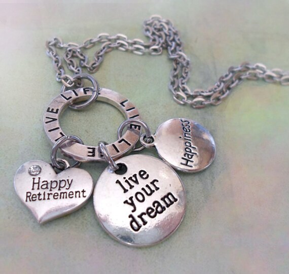 Happy Retirement Necklace Live Life Happiness Live Your | Etsy