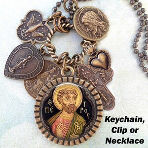 St. Peter the Apostle Necklace, Keychain or Clip, Patron Saint ...