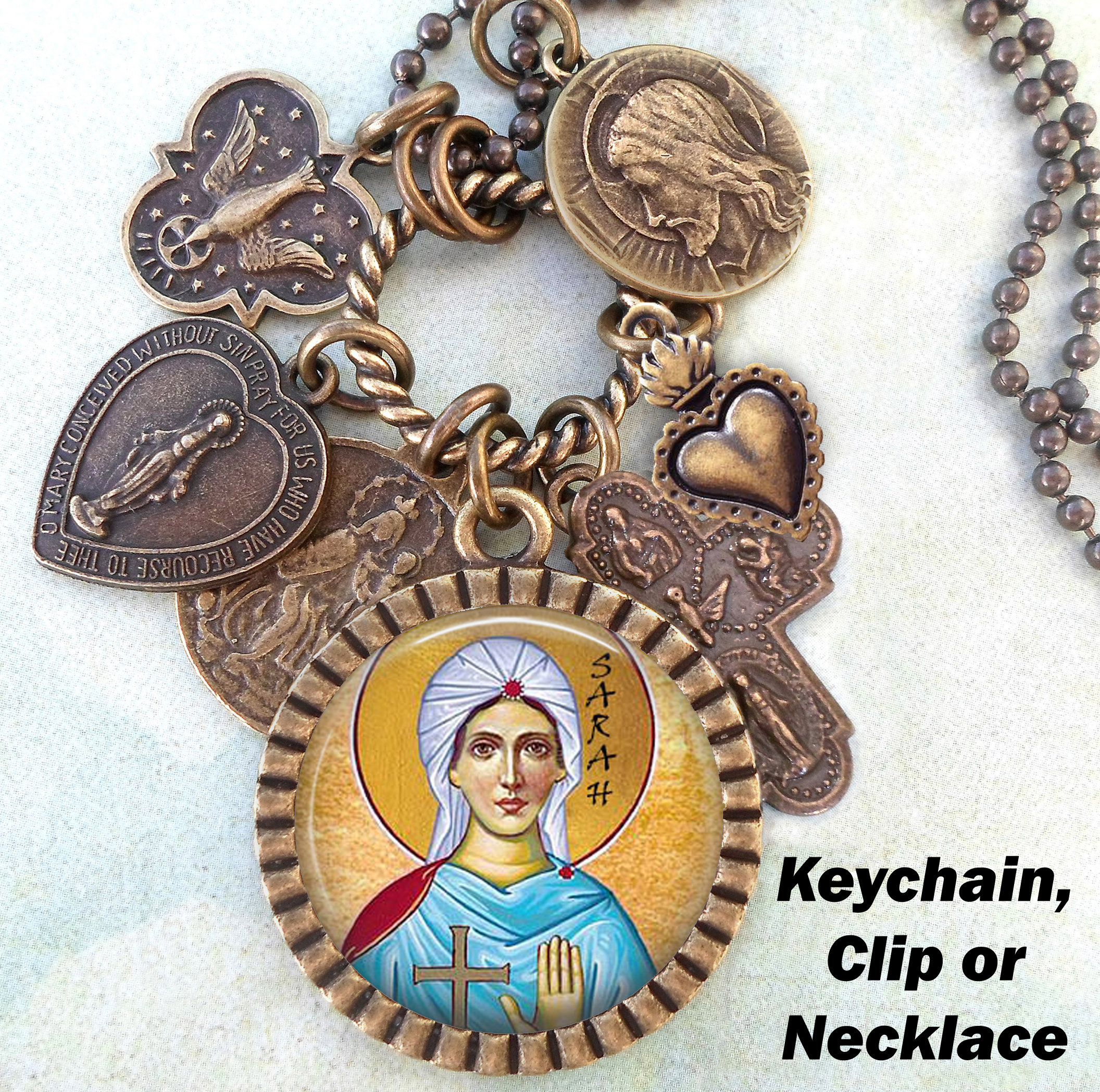 St. Sarah Necklace Clip or Keychain Patron Saint - Etsy.de