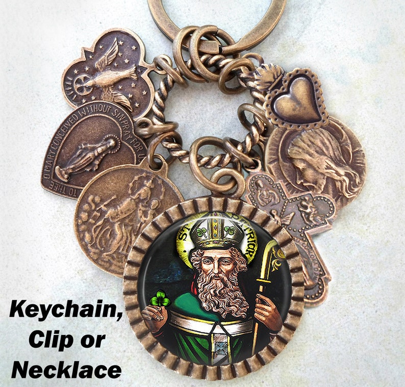 St. Patrick Keychain, Clip or Necklace, Patron Saint, Confirmation Gift ...