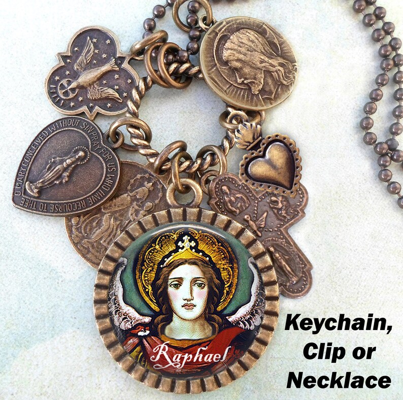 Archangel Raphael Necklace, Keychain or Clip, Patron Saint ...