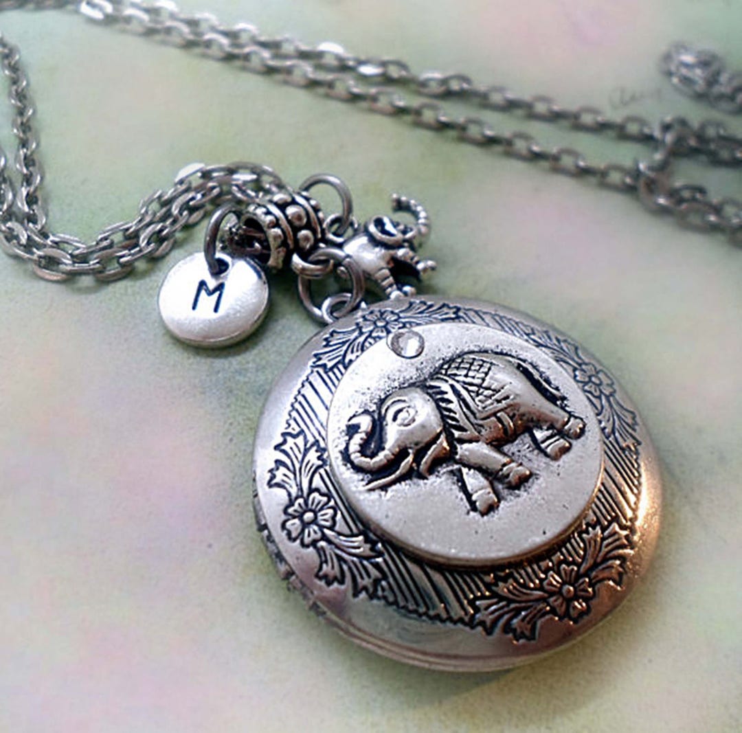 Good Luck Elephant Necklace, Good Luck Elephant Locket With Letter ...