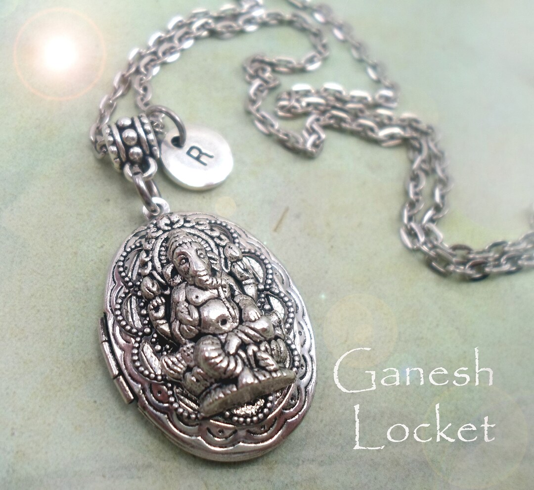 Ganesha Locket W-letter Charm of Your Choice, Ganesh Remover of ...