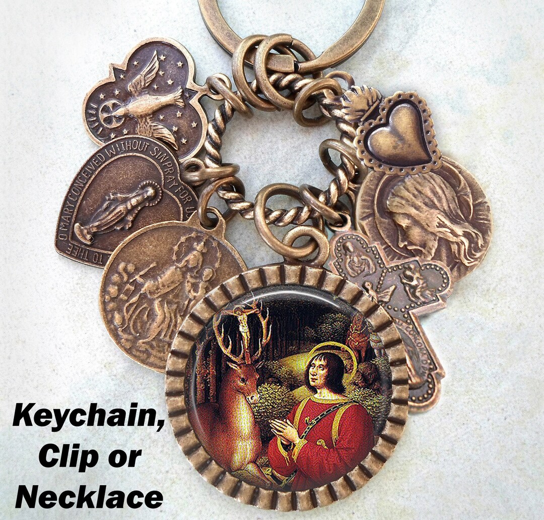 St. Hubert Necklace, Clip or Keychain, Saint Hubertus, Apostle of ...
