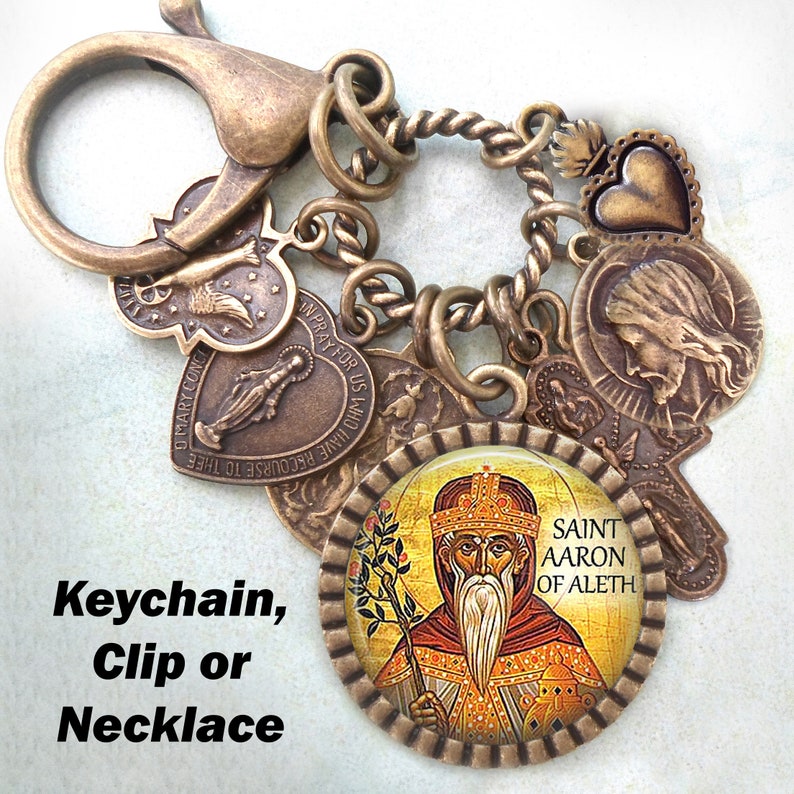 St. Aaron of Aleth Keychain Clip or Necklace Patron Saint - Etsy