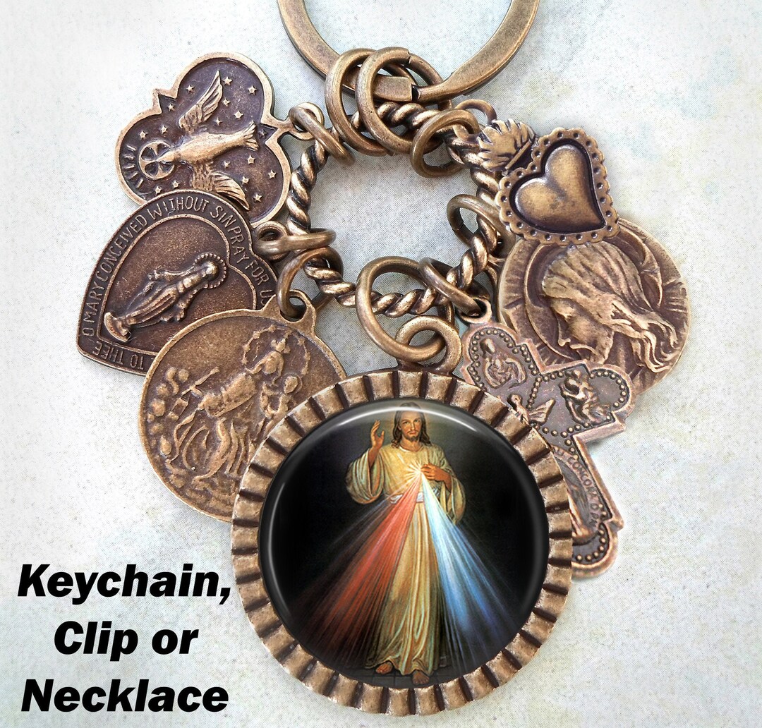 Jesus Divine Mercy Keychain, Clip or Necklace, Confirmation Gift ...