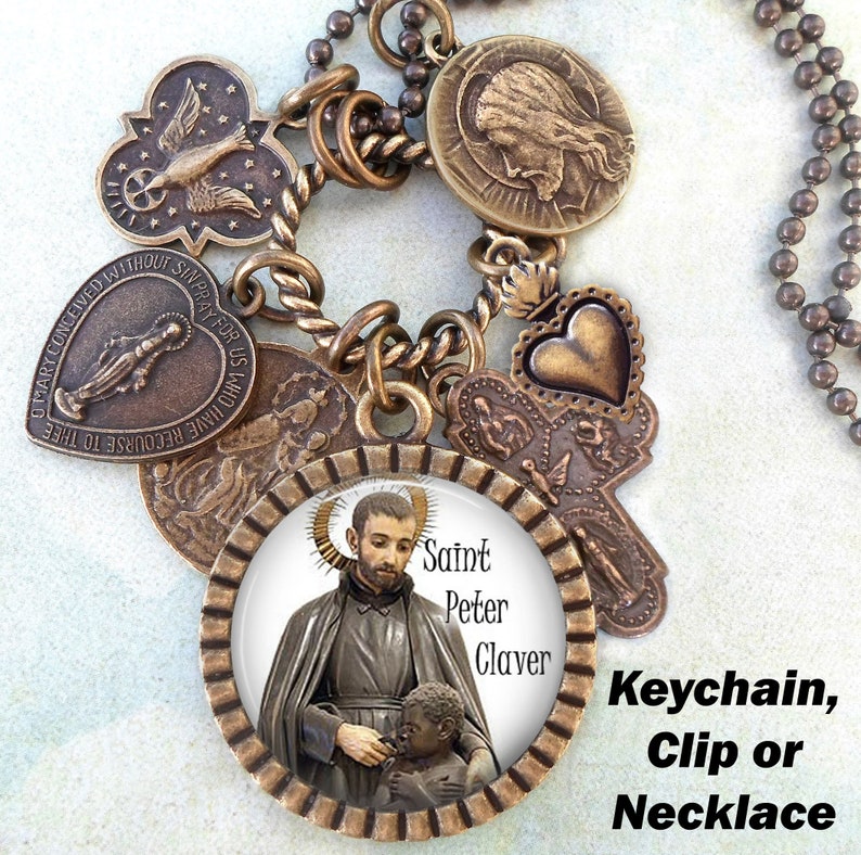St. Peter Claver Necklace, Keychain or Clip, Patron Saint, Confirmation ...