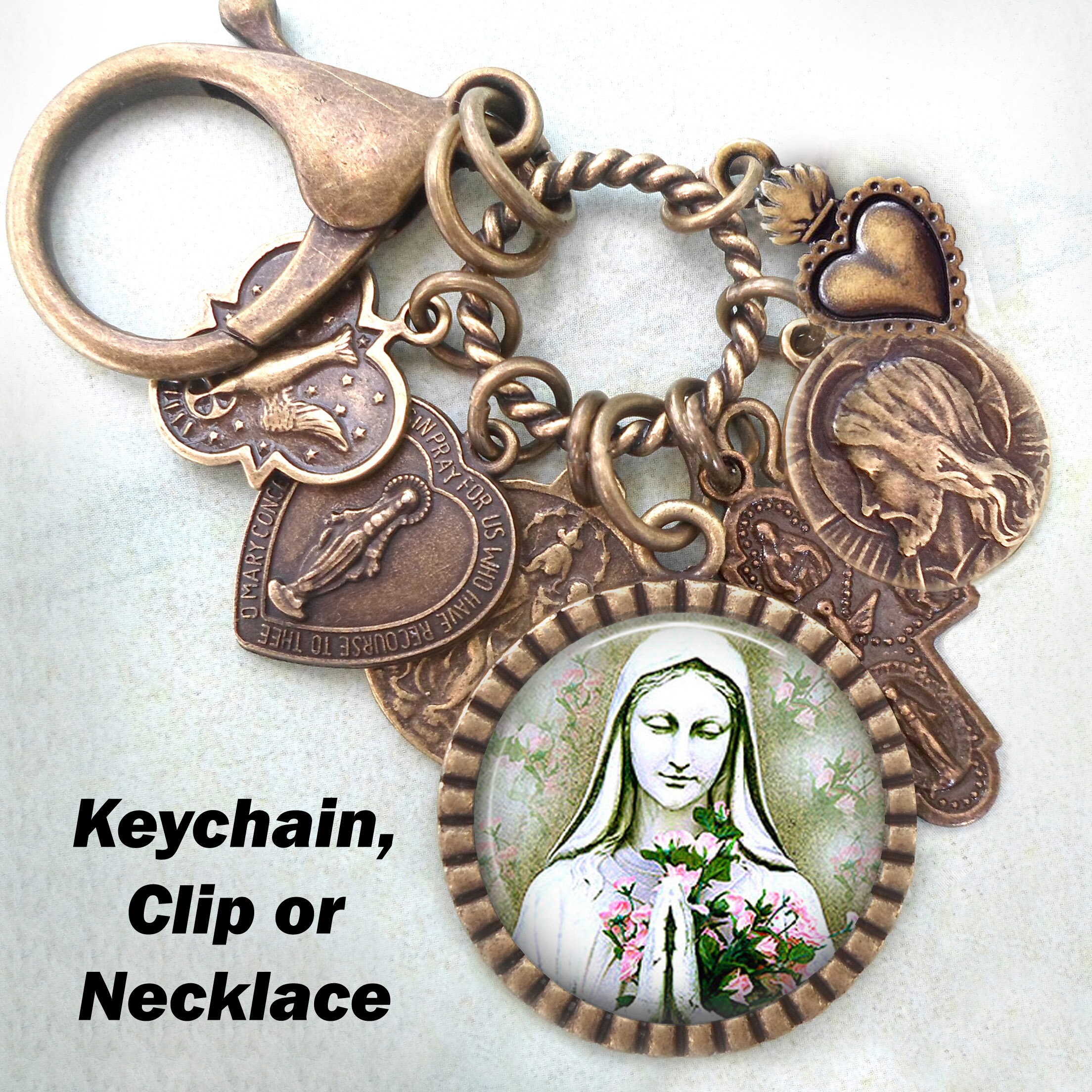 Divine Mother Mary, Our Lady Keychain, Clip or Necklace, Confirmation ...