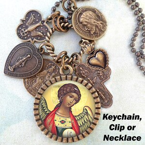 Archangel Gabriel Keychain, Clip or Necklace, Patron Saint ...