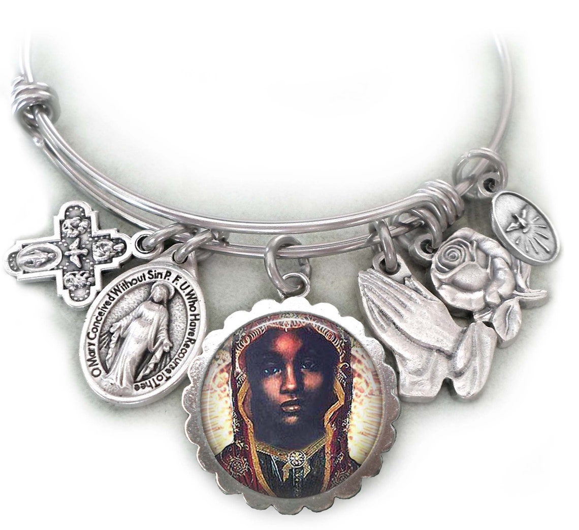 Black Madonna Bangle Bracelet, Black Virgin, Catholic Jewelry, Holy ...