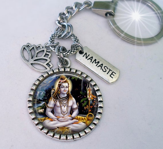 Lord Shiva Keychain or Zipper Pull With Lotus Flower and | Etsy