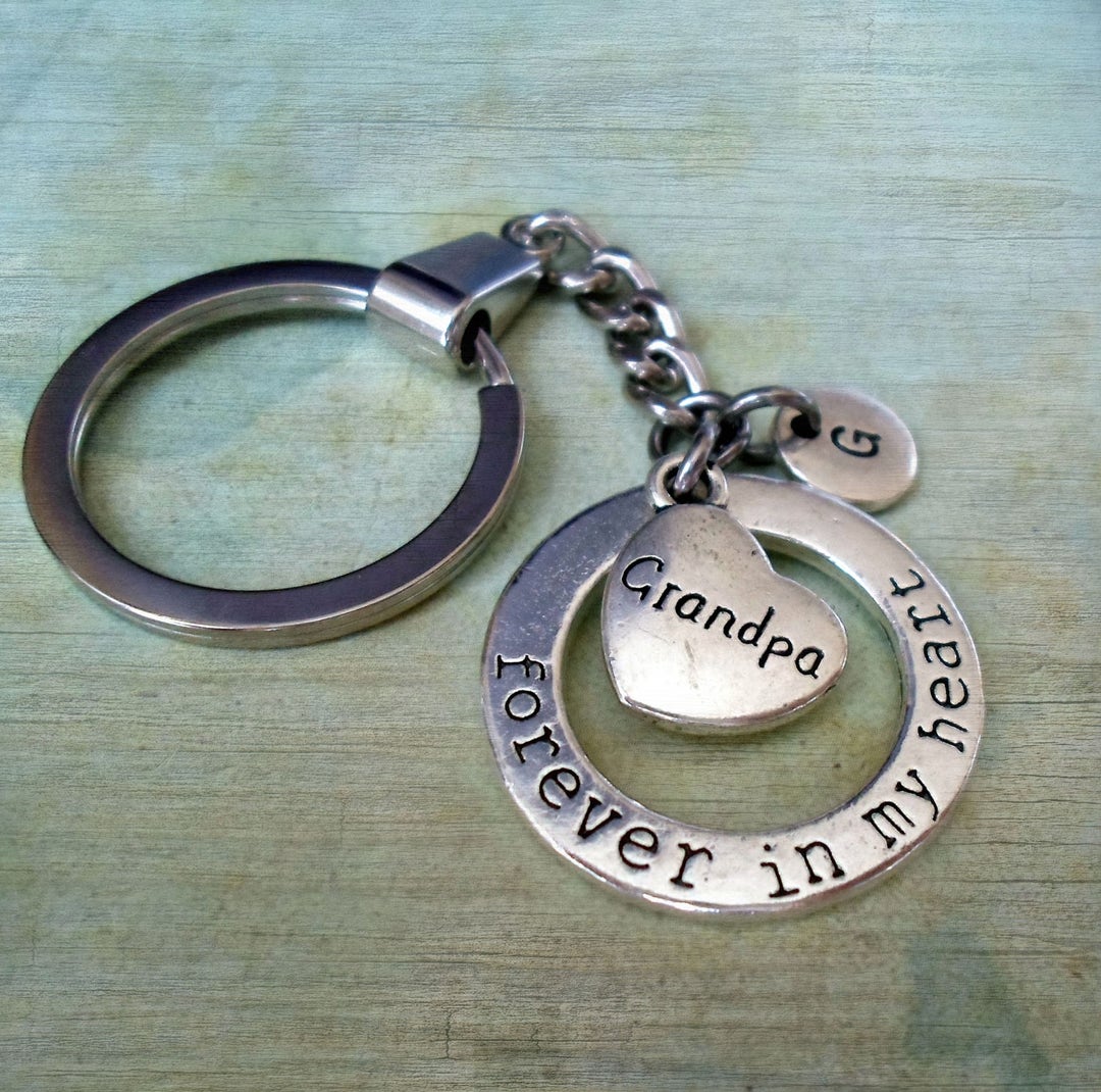 Grandpa Keychain, Forever in My Heart Grandpa Gift, Personalized W ...
