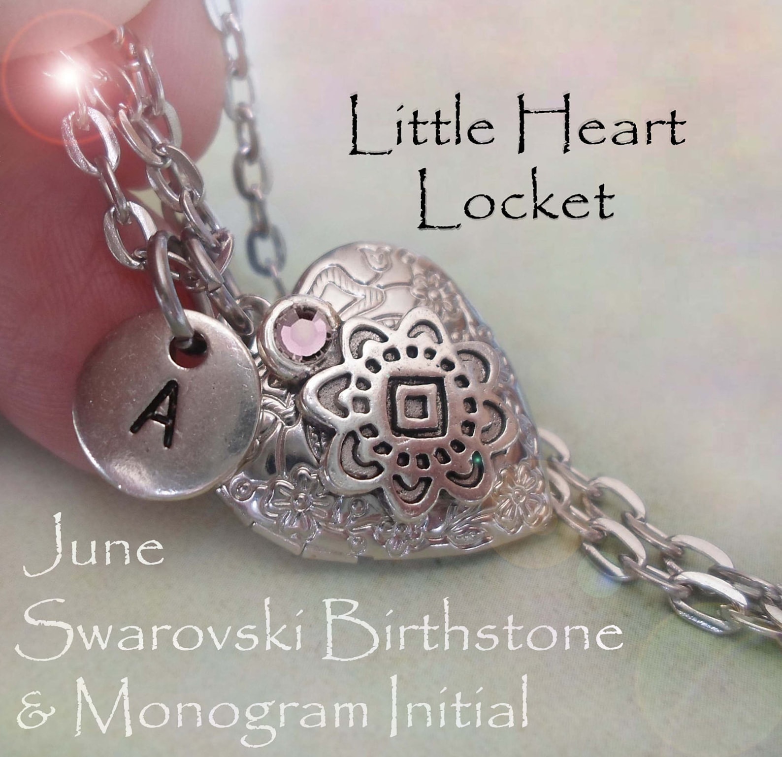 Little Heart Locket June Birthday Personalized With Sparkling ...