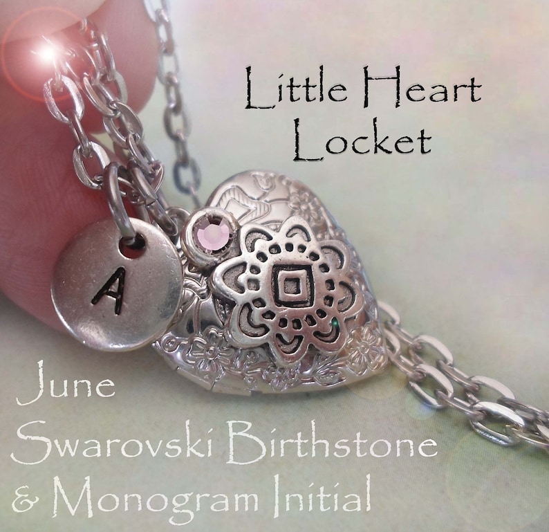 Little Heart Locket June Birthday Personalized With Sparkling ...