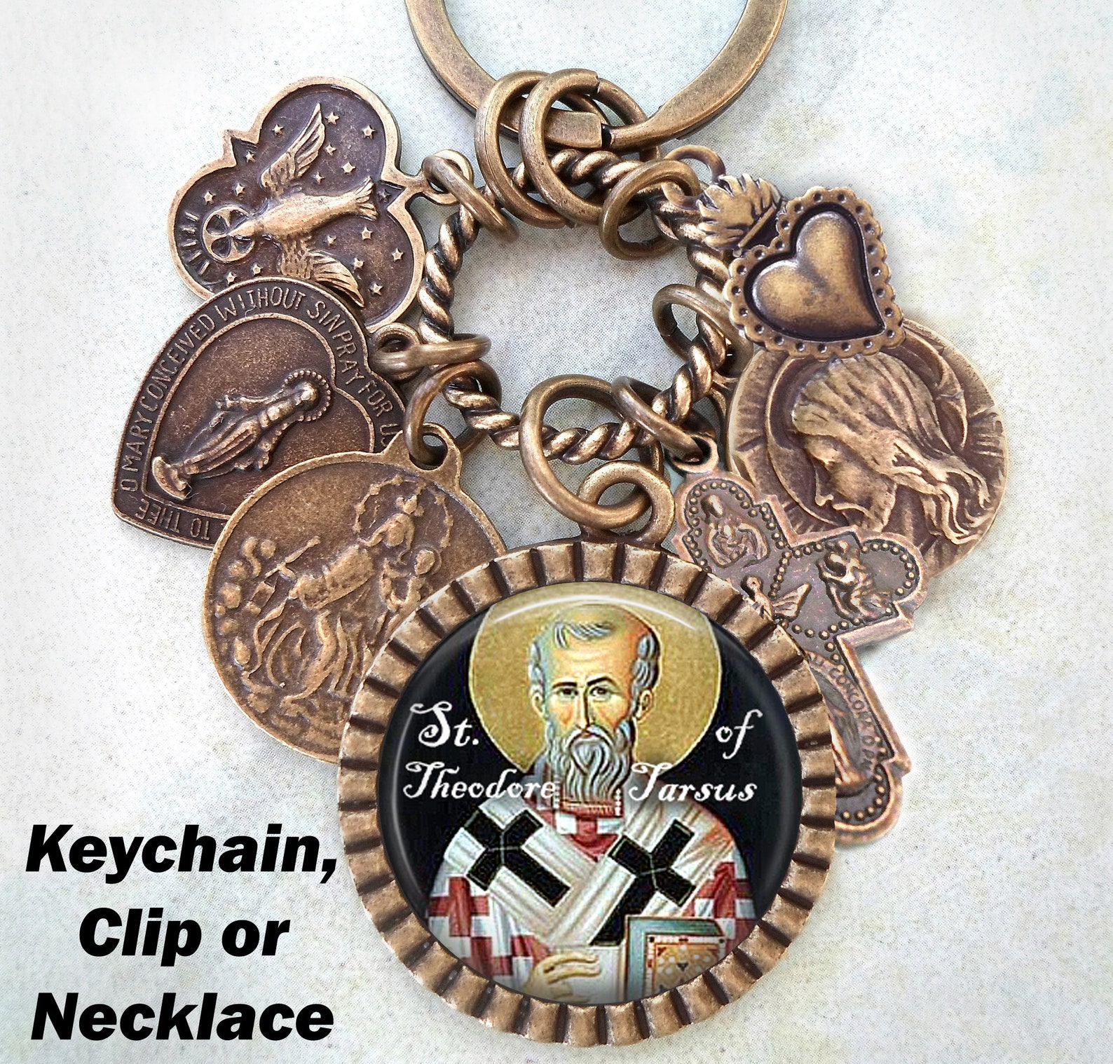 St. Theodore of Tarsus Keychain, Clip or Necklace, Patron Saint ...