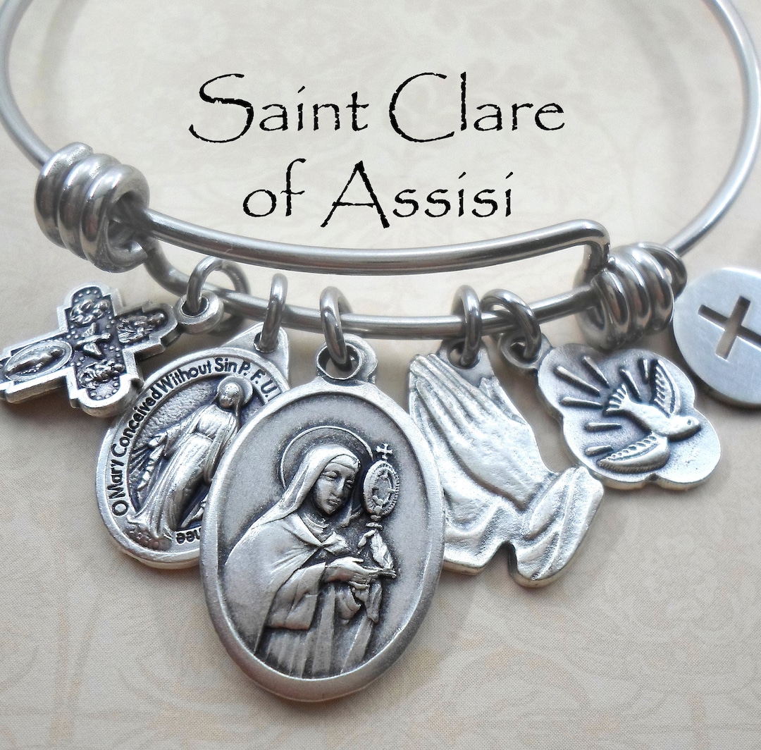Saint Clare of Assisi Bangle, Patron Saint of Bicycle Messengers, Eye ...