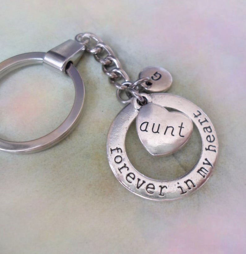 Aunt Keychain, Forever in My Heart Aunt Gift, Personalized W-letter ...