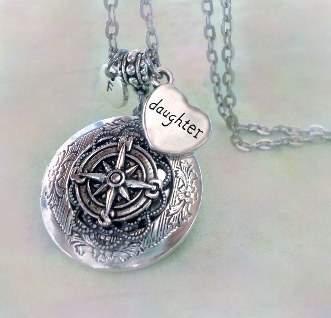 Daughter Compass Locket Personalized W-letter Charm, Daughter Locket ...