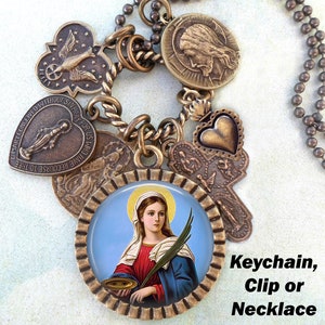 St. Lucy Necklace, Keychain or Clip, Patron Saint of the Blind ...