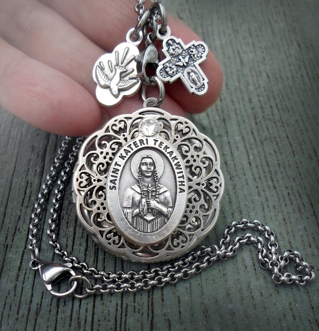 Saint Kateri Tekakwitha Locket, Confirmation, Catholic, Patron Saint of ...