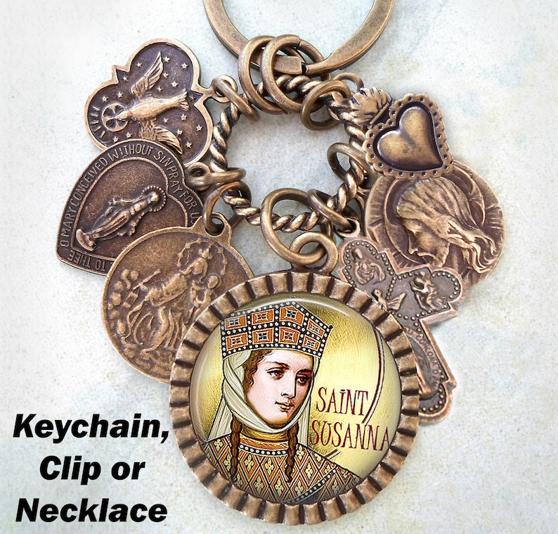St. Susanna Necklace, Keychain or Clip, Patron Saint, Confirmation Gift ...