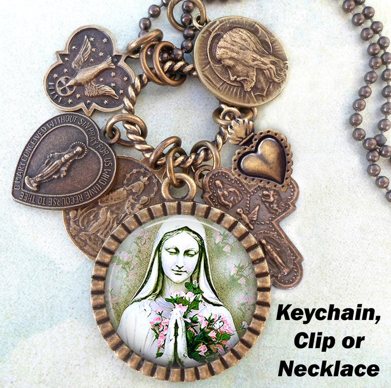 Divine Mother Mary, Our Lady Keychain, Clip or Necklace, Confirmation ...