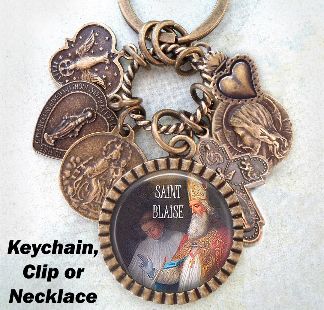 St. Blaise Keychain, Clip or Necklace, Patron Saint, Confirmation Gift ...
