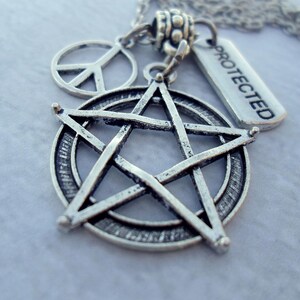 Pentacle Protection Necklace, Peace Sign, Protected Charm, Wiccan Gift ...