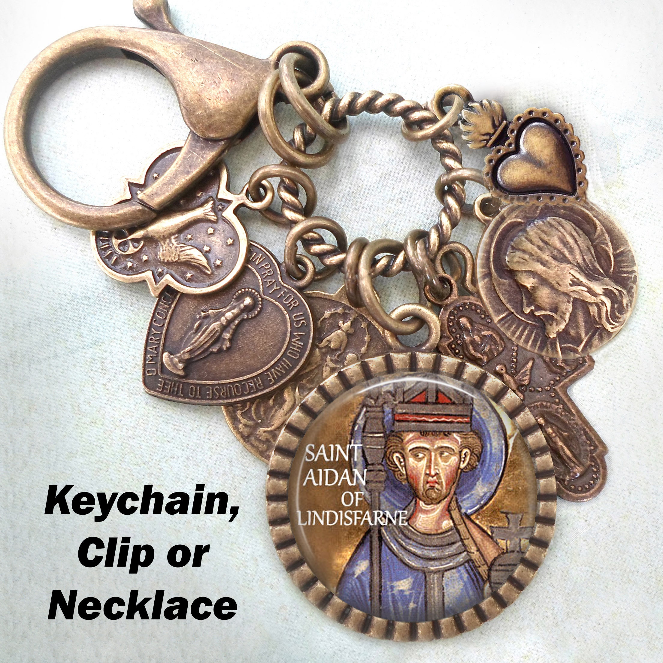 St. Aidan of Lindisfarne Keychain, Clip or Necklace, Patron Saint ...