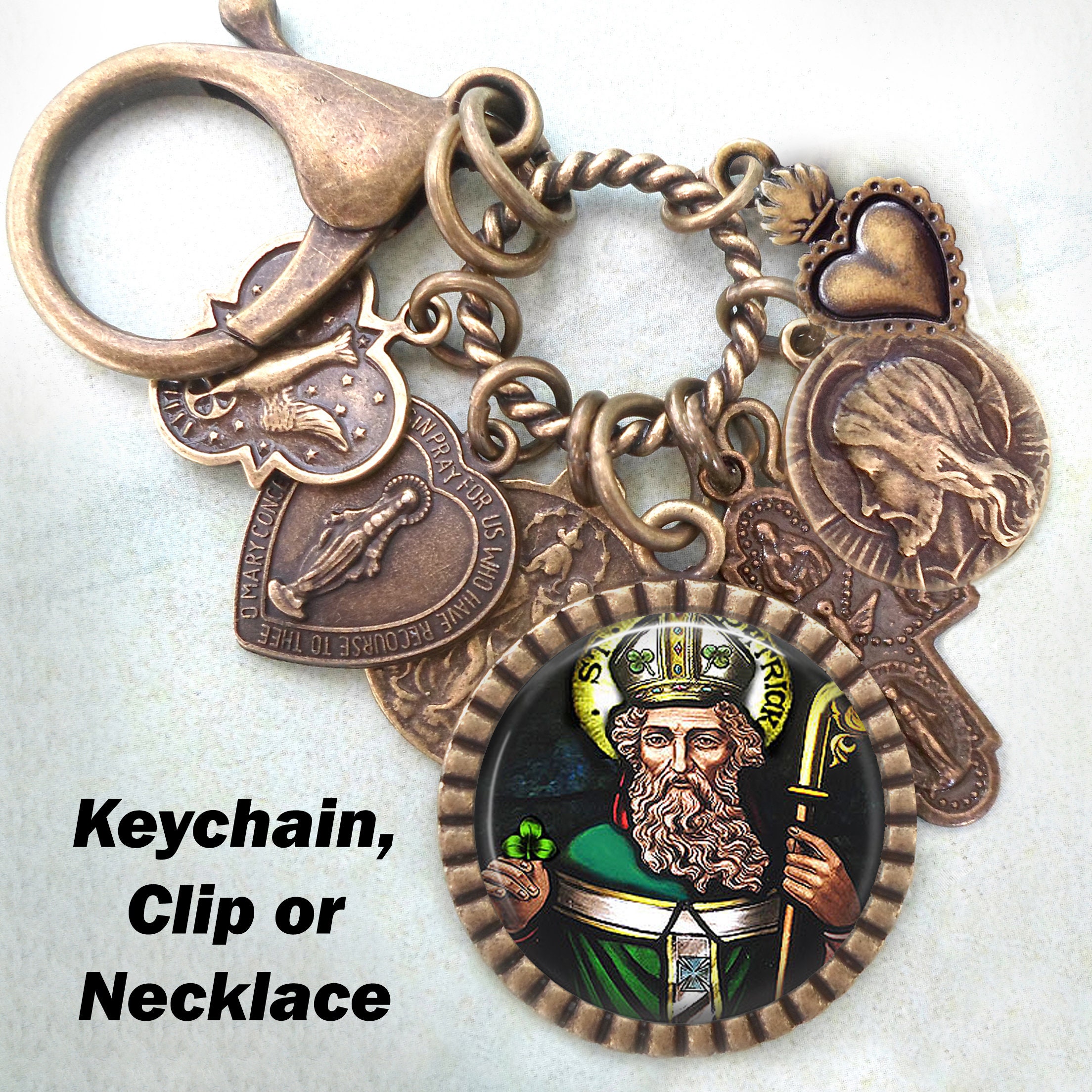 St. Patrick Keychain, Clip or Necklace, Patron Saint, Confirmation Gift ...