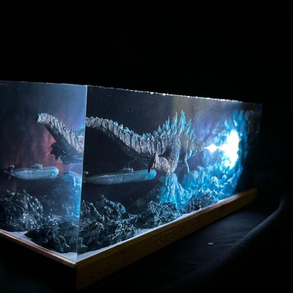 Burning Godzilla Lamp - Etsy