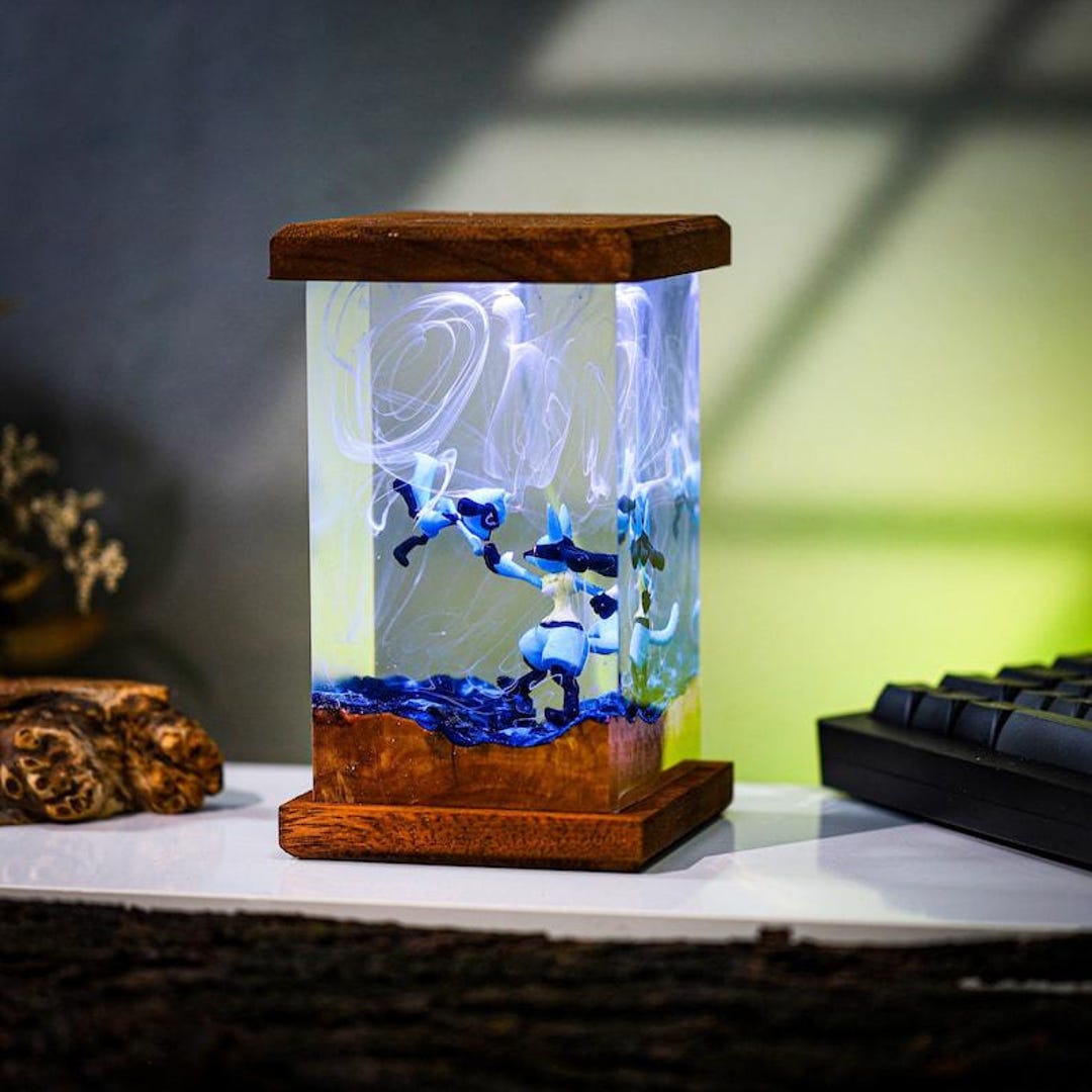 Lucario and Riolu PO.KEMON Epoxy Lamp Custom Pok.emon Resin Lamp Resin ...
