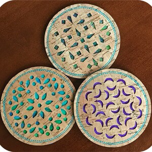 Cork Cut Coasters ITH Embroidery Machine Projects Multi-format CD W/svg ...