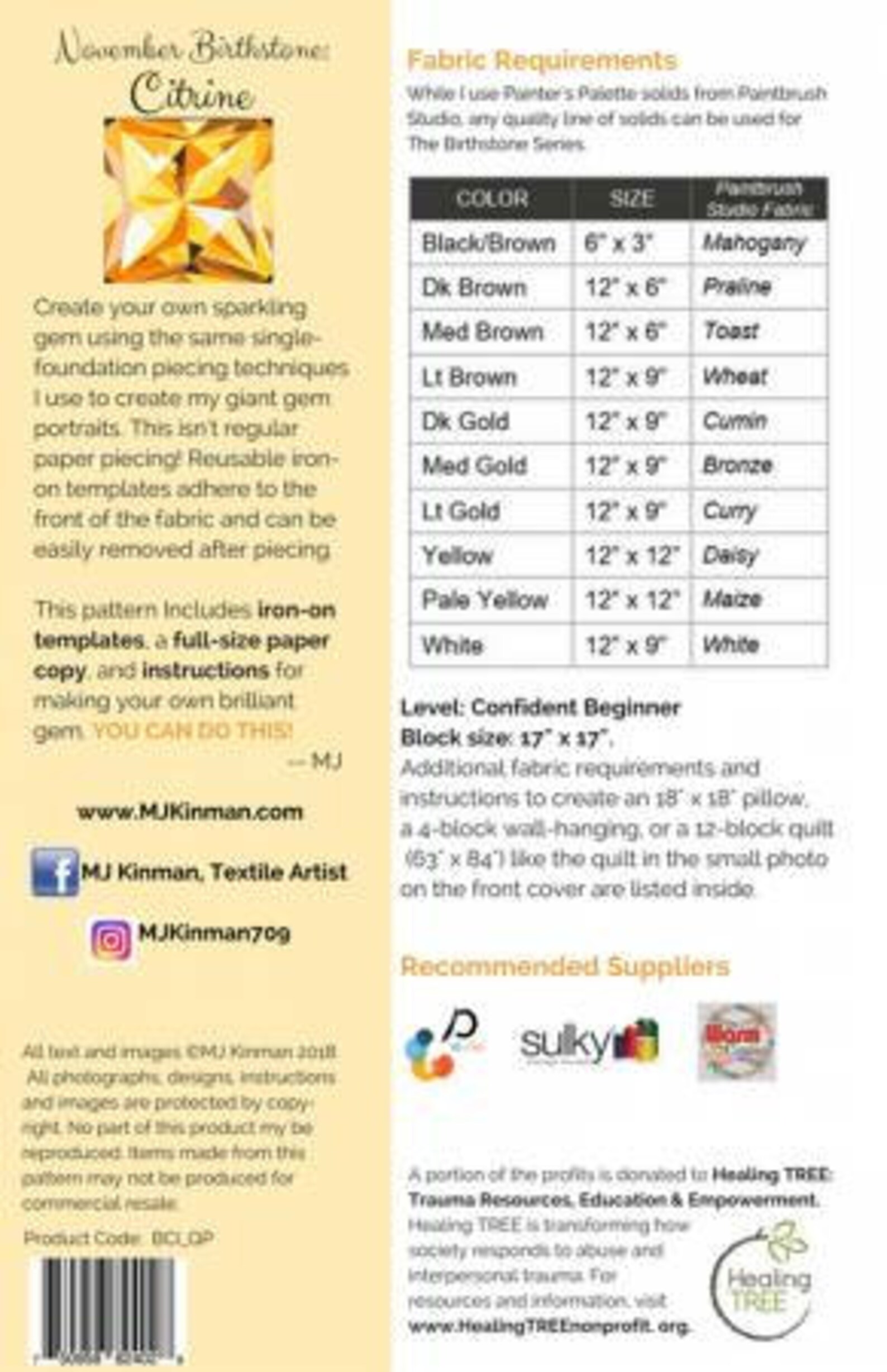 Birthstone Series by MJ Kinman November Citrine A Quilt - Etsy