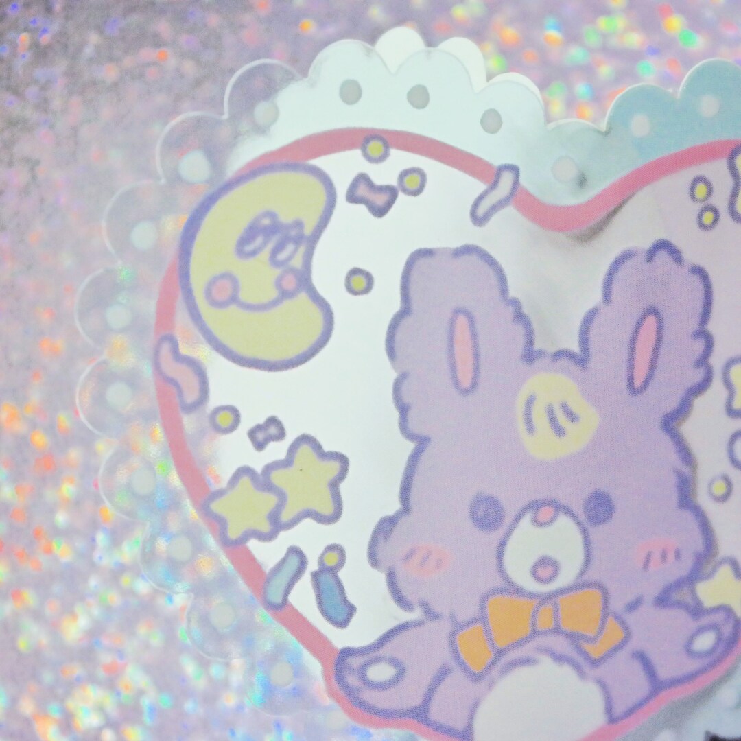 Cute Pastel Sticker | Kawaii Holographic Laptop Decal| Bunny Plushie - Etsy
