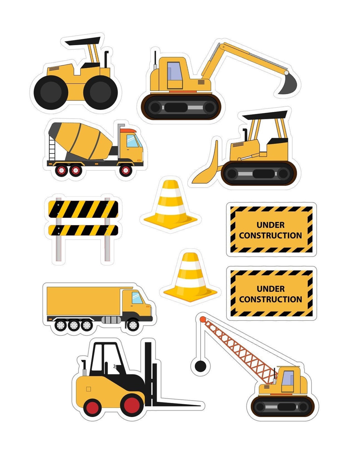 Construction Stickers, Sticker Set, Construction Theme, Cement Truck ...