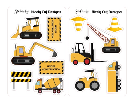 Construction Stickers Sticker Set Construction Theme Cement - Etsy