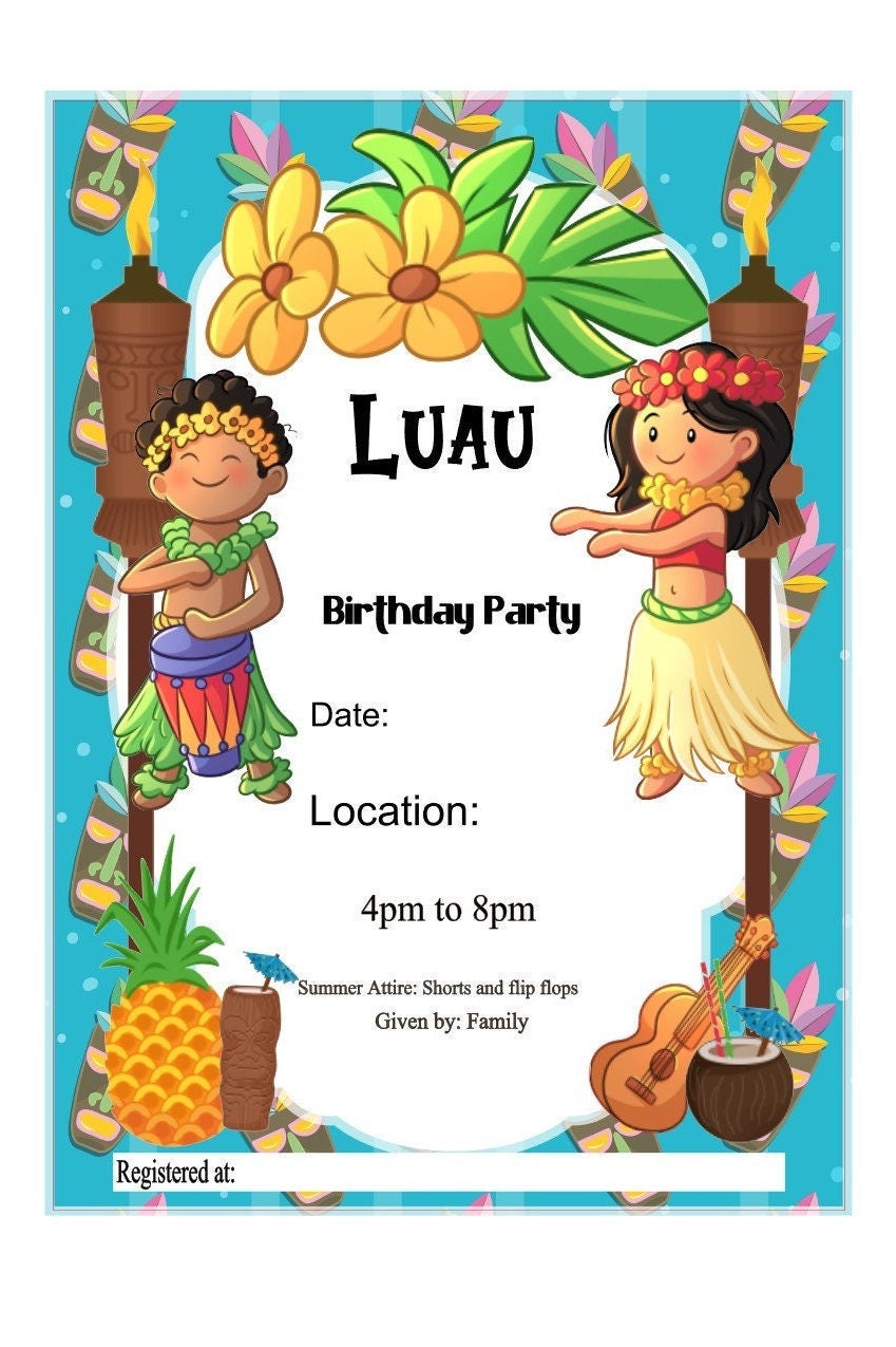 Printable Luau Invitation | Birthday Invitation | Shower Invitation ...