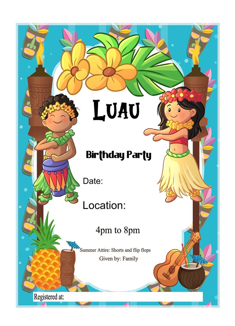 Printable Luau Invitation | Birthday Invitation | Shower Invitation ...