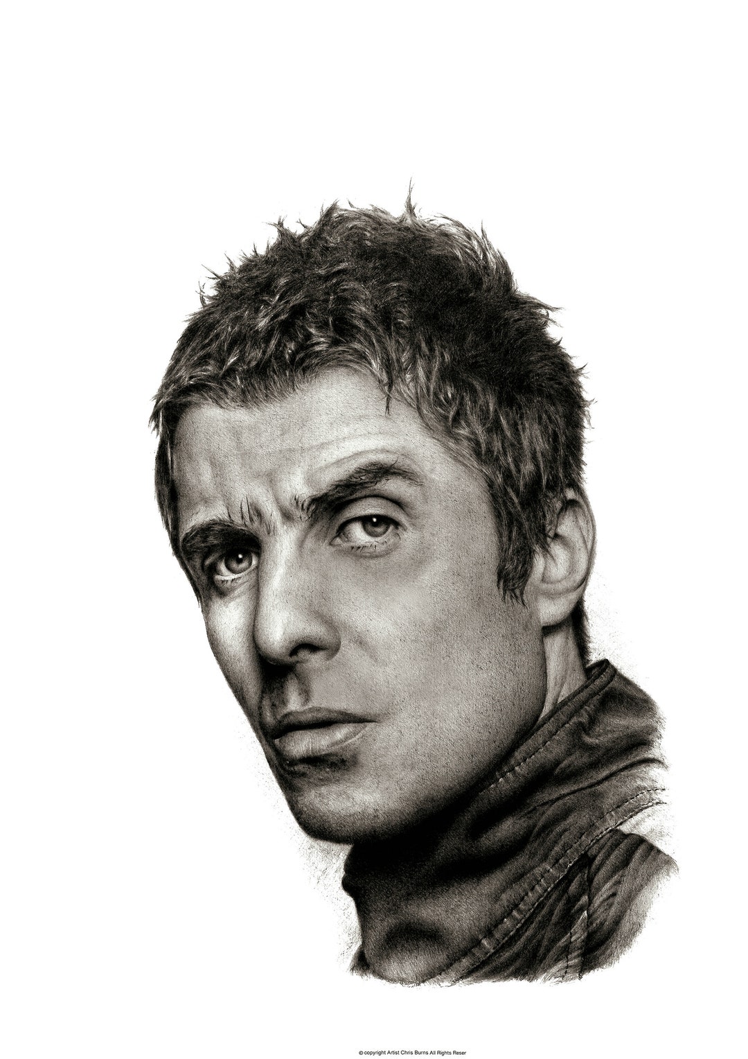 Liam Gallagher Pencil Drawing Portrait Fine Art Signed Print for ...