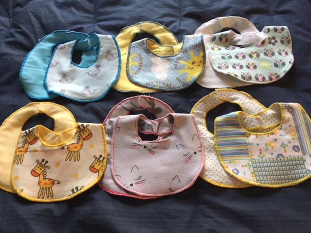 Six Reversible Absorbent Small Baby Burb Bibs - Etsy