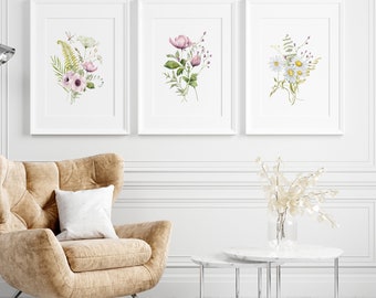 Watercolor Wildflower Wall Art, Wildflower Set of 6 Wall Art, Wild ...