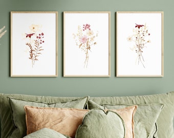 Watercolor Wildflower Wall Art, Wildflower Set of 6 Wall Art, Wild ...