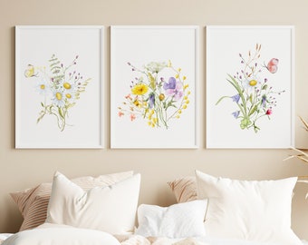 Watercolor Wildflower Wall Art, Wildflower Set of 6 Wall Art, Wild ...