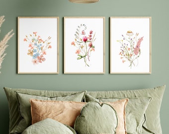Watercolor Wildflower Wall Art, Wildflower Set of 6 Wall Art, Wild ...